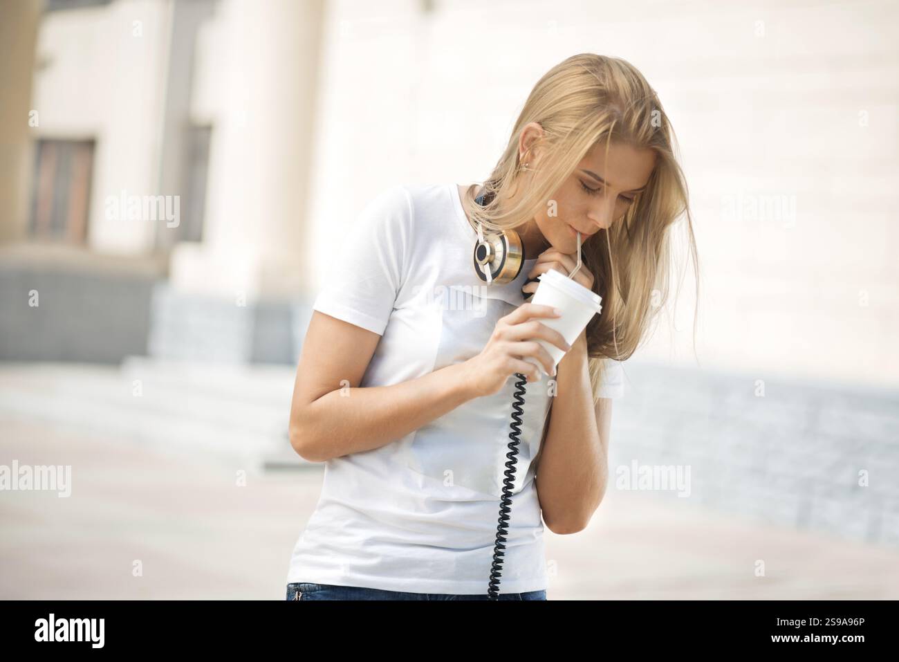 Young beautiful woman goes old hi-res stock photography and images - Alamy