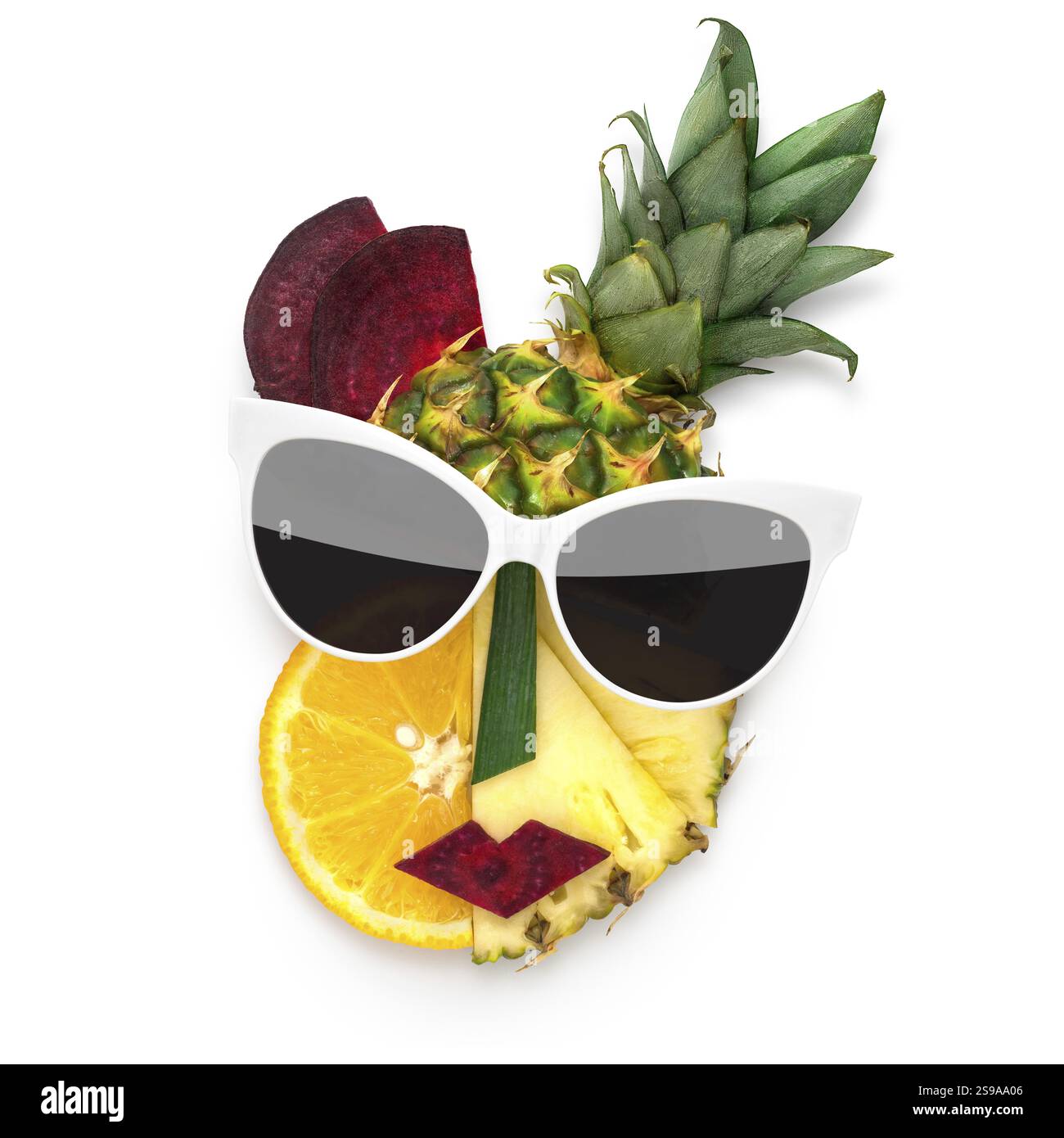 Creative concept photo of a female face in cubist style with sunglasses ...