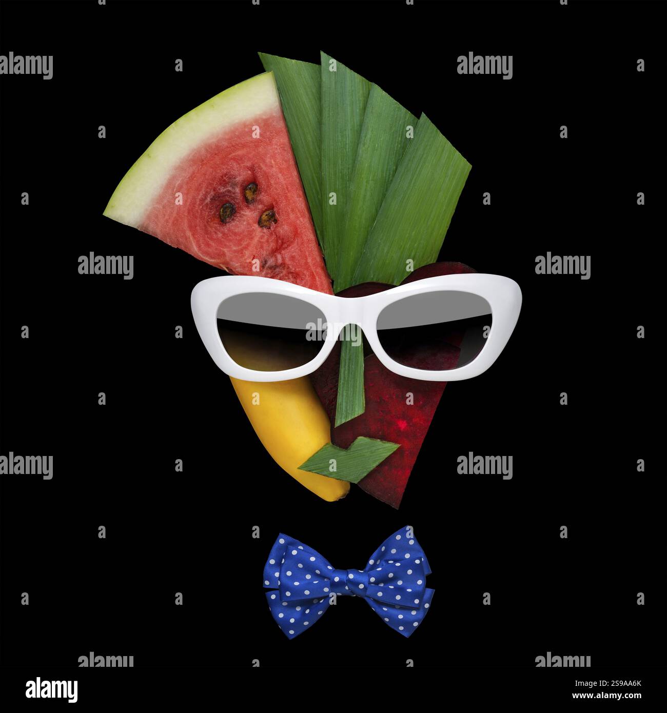 Creative concept photo of a female face in cubist style with sunglasses ...