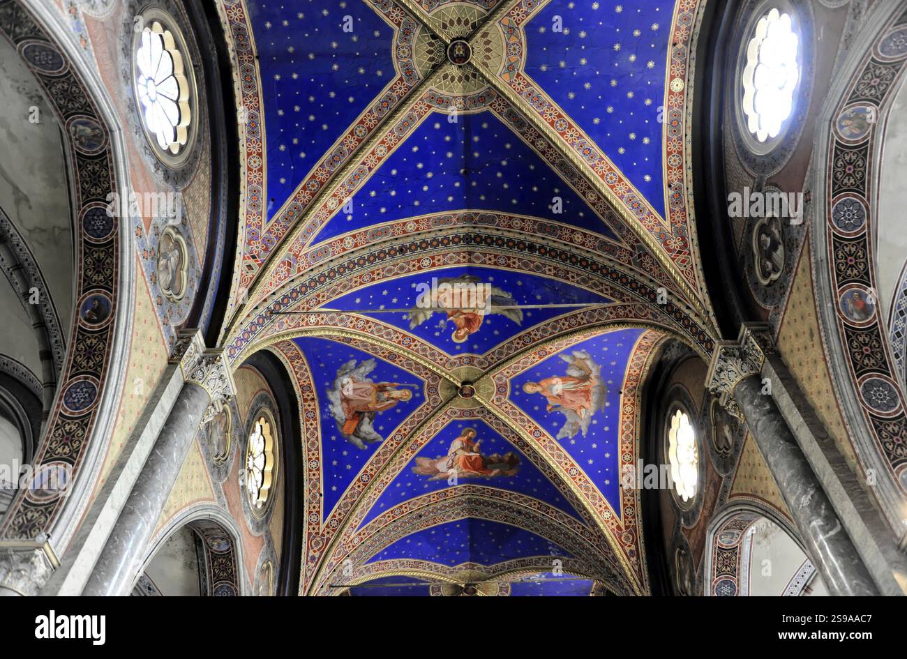 Interior view of the Gothic basilica, construction began at the end of ...