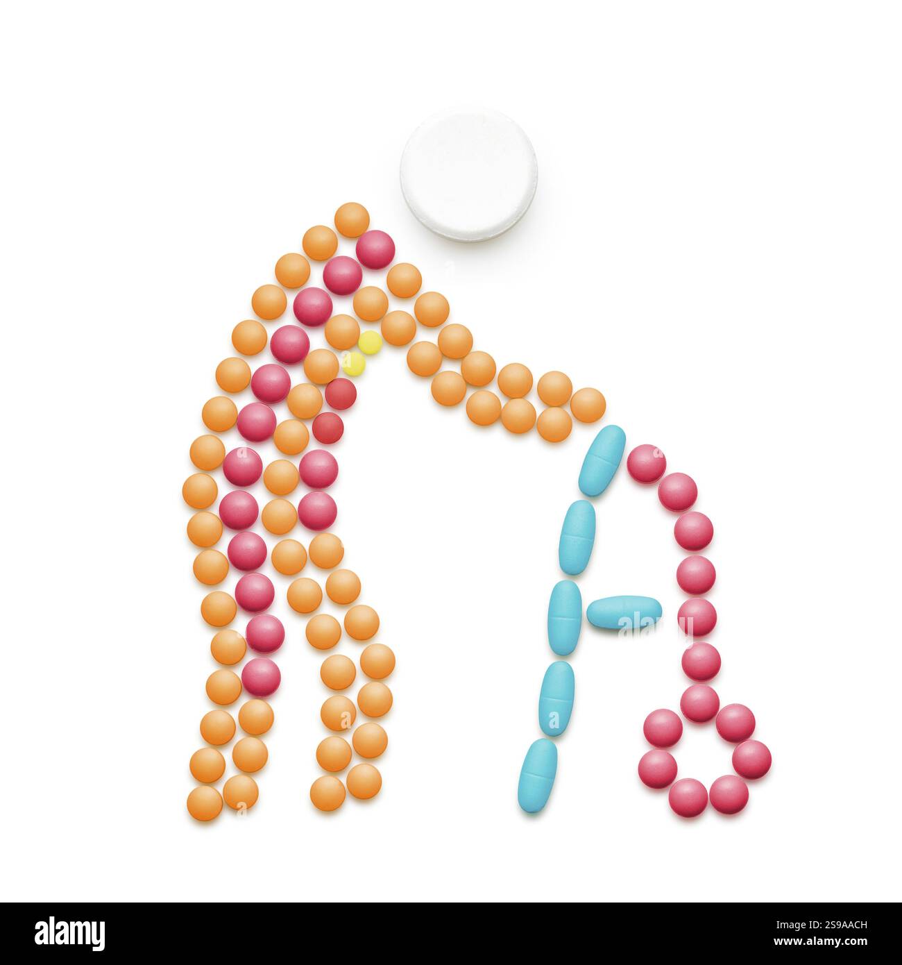 Creative medicine and healthcare concept from drugs, old man with ...