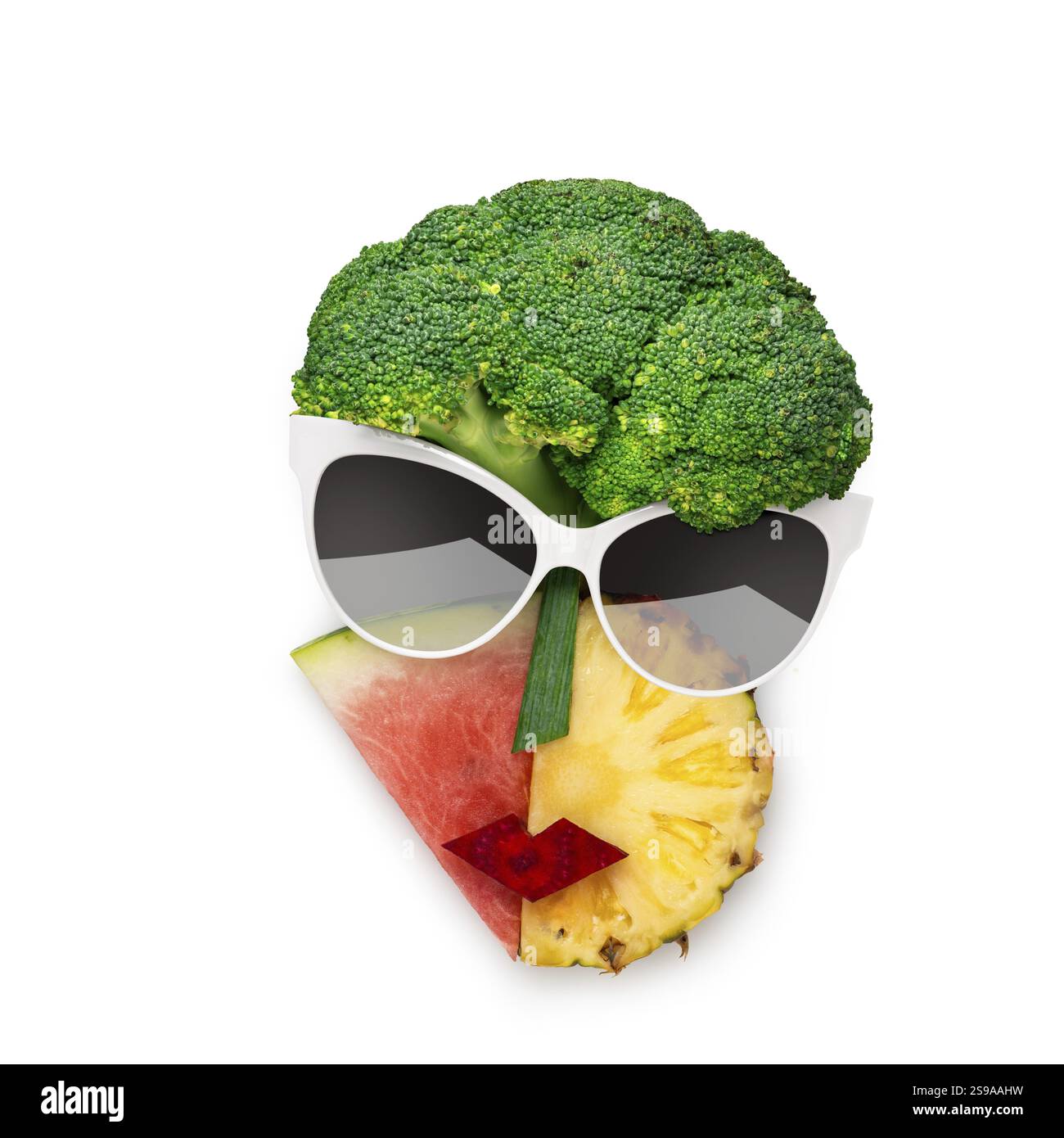 Creative concept photo of a female face in cubist style with sunglasses ...