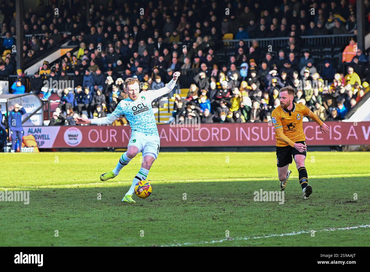 George Maris (10 Mansfield) shoots and scores 3-1 during the Sky Bet ...