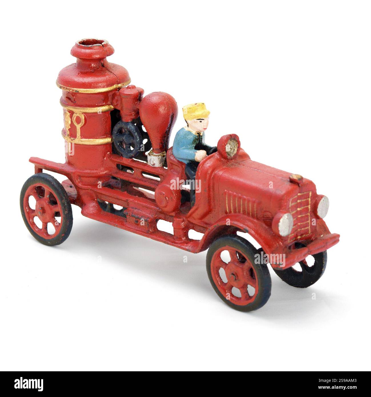 Antique red wind-up car. Isolated picture Stock Photo - Alamy