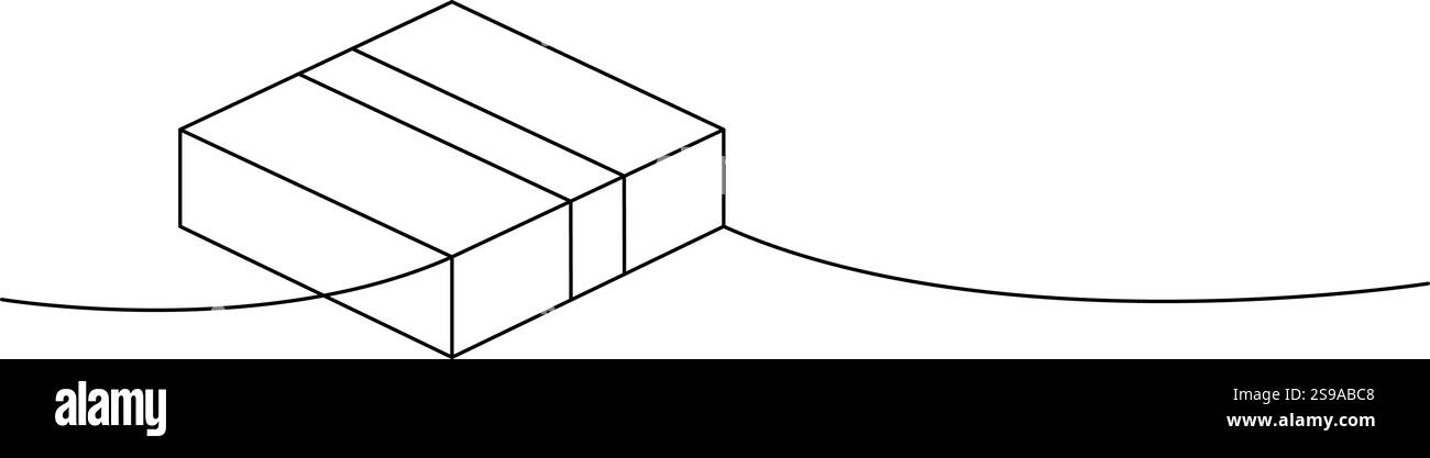Packaging box one line continuous drawing. Storage box. Vector ...
