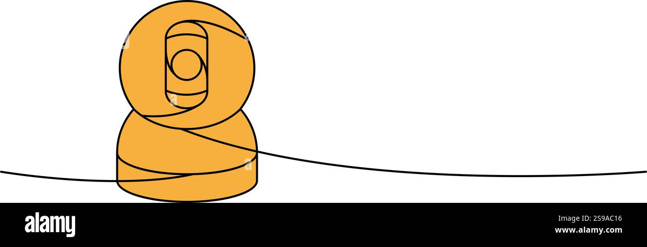 Security video camera one line colored continuous drawing. Security ...