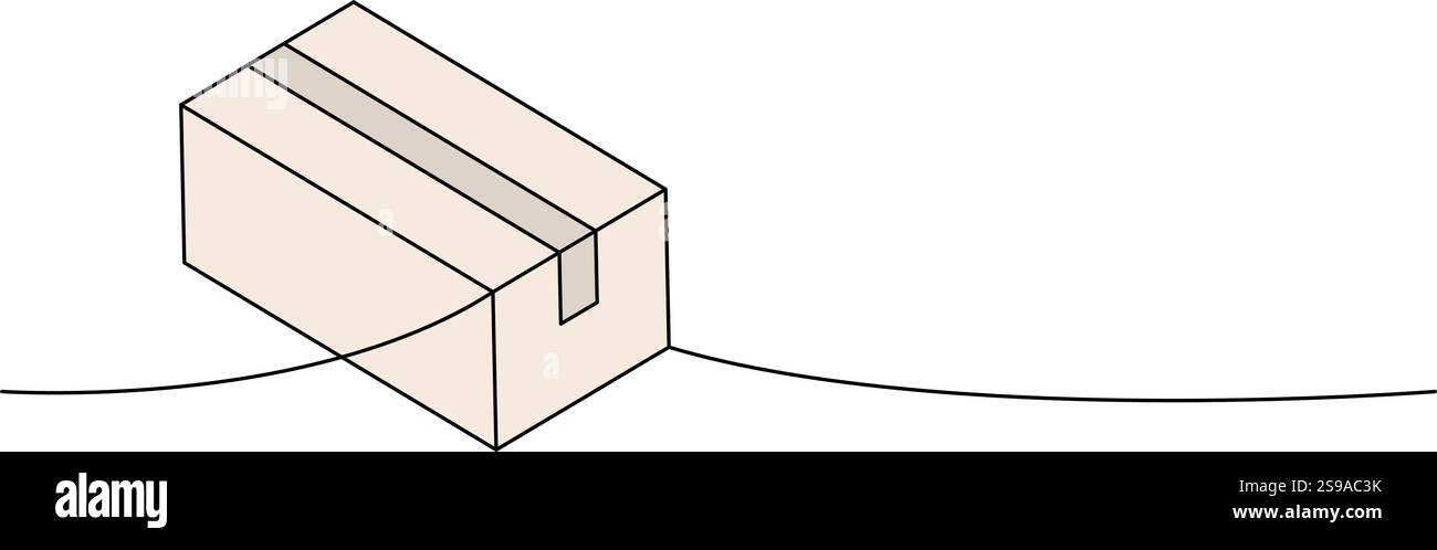 Packaging box one line colored continuous drawing. Gift box. Vector ...