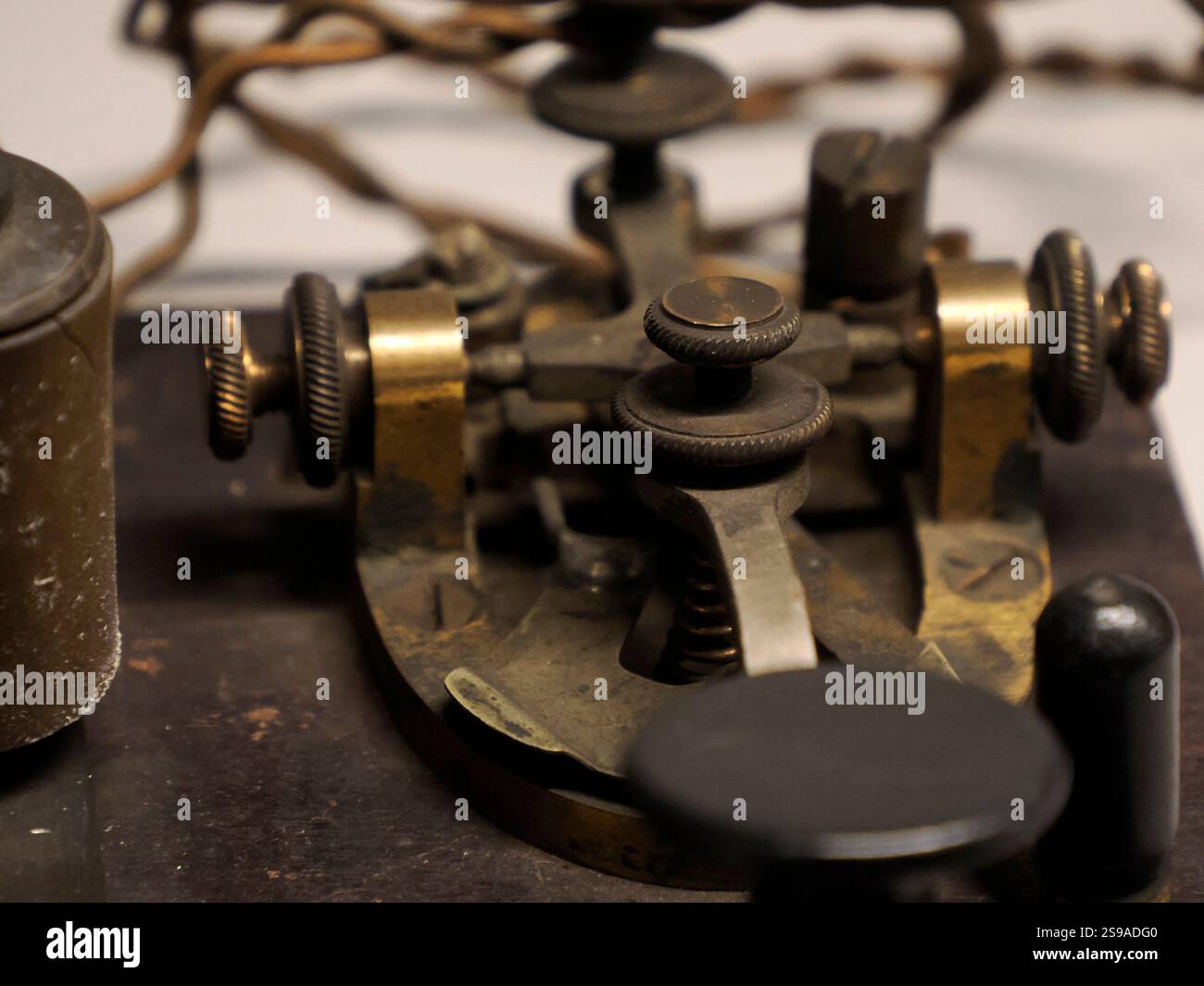 old telegraph morse code machine detail close up Stock Photo - Alamy
