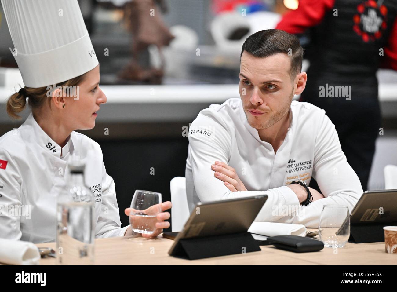 Claire Santos Lopez, Amaury Guichon attending the Pastry World Cup ...