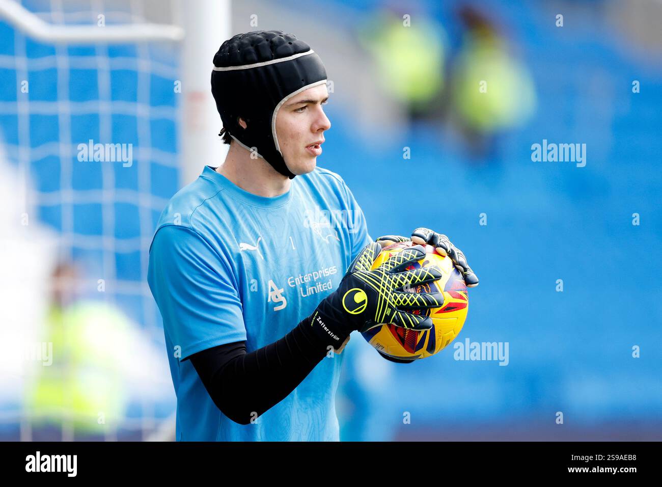 Derby County goalkeeper Jacob Widell Zetterstrom ahead of the Sky Bet ...