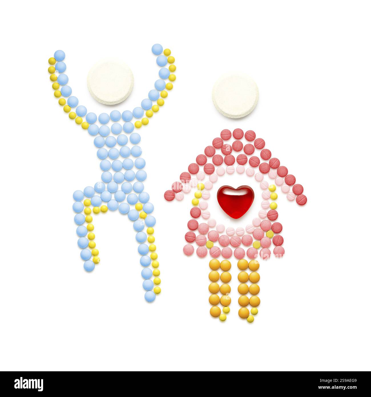 Creative health care concept of drugs and pills, made on white ...