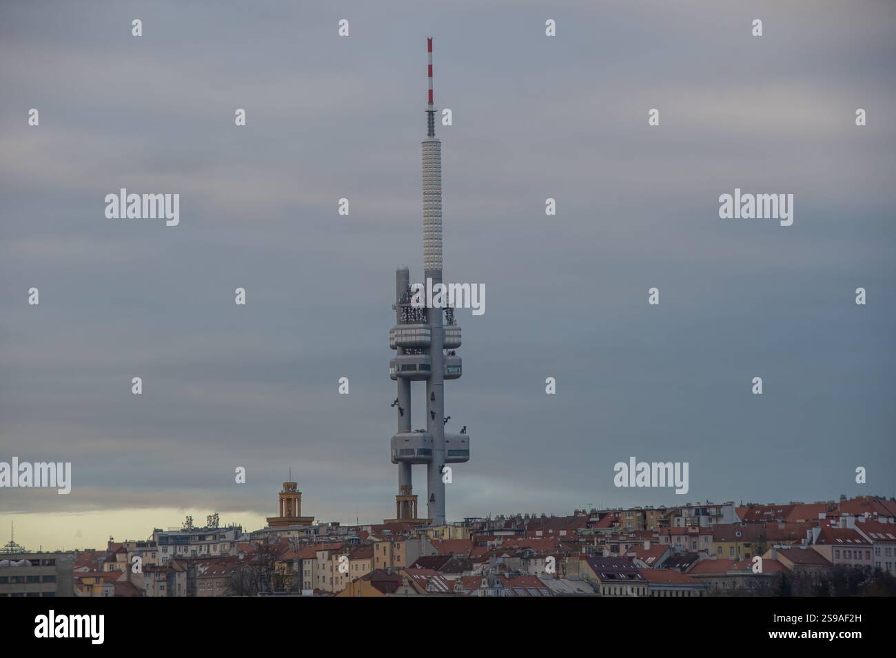 The view of the Zizkov TV tower in Prague, Czech Republic Stock Photo ...