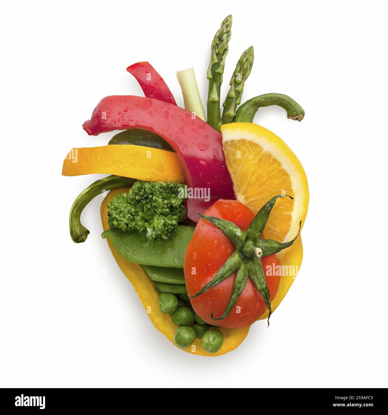 A healthy human heart made from fruit and vegetables as a nutritional ...