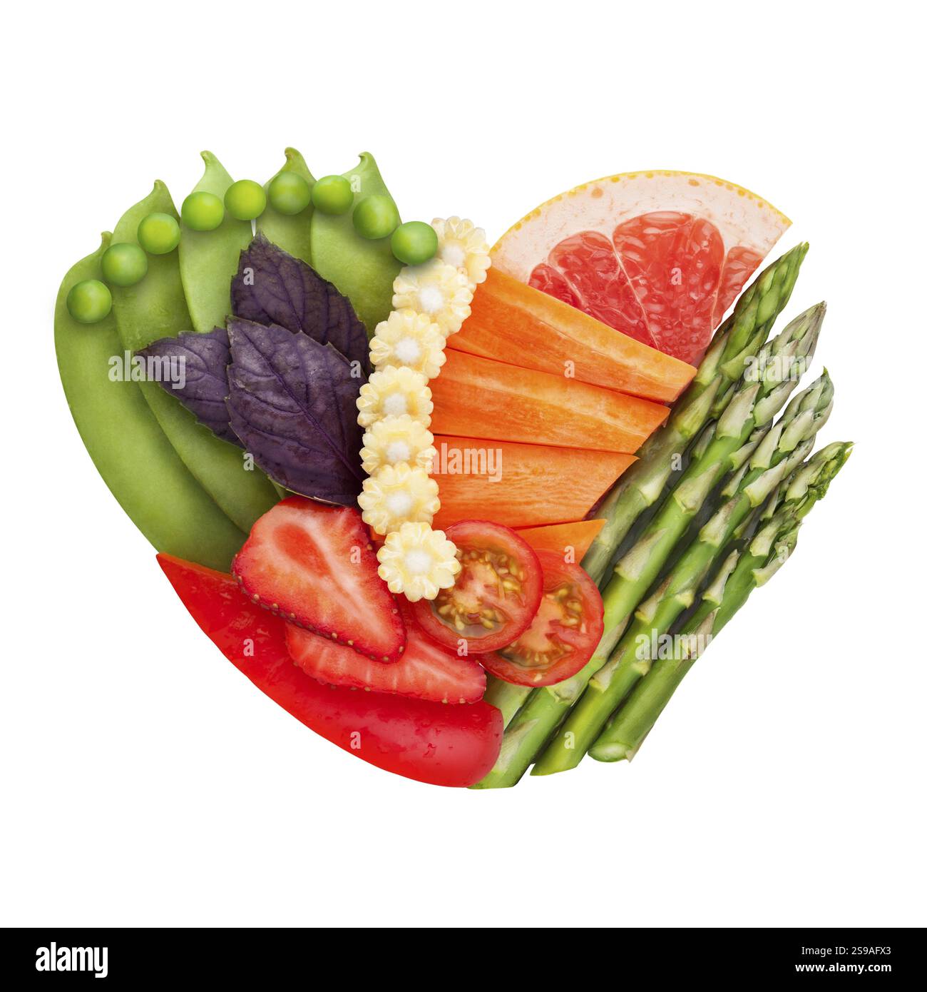 Healthy food concept of a human heart made from fresh fruit and ...