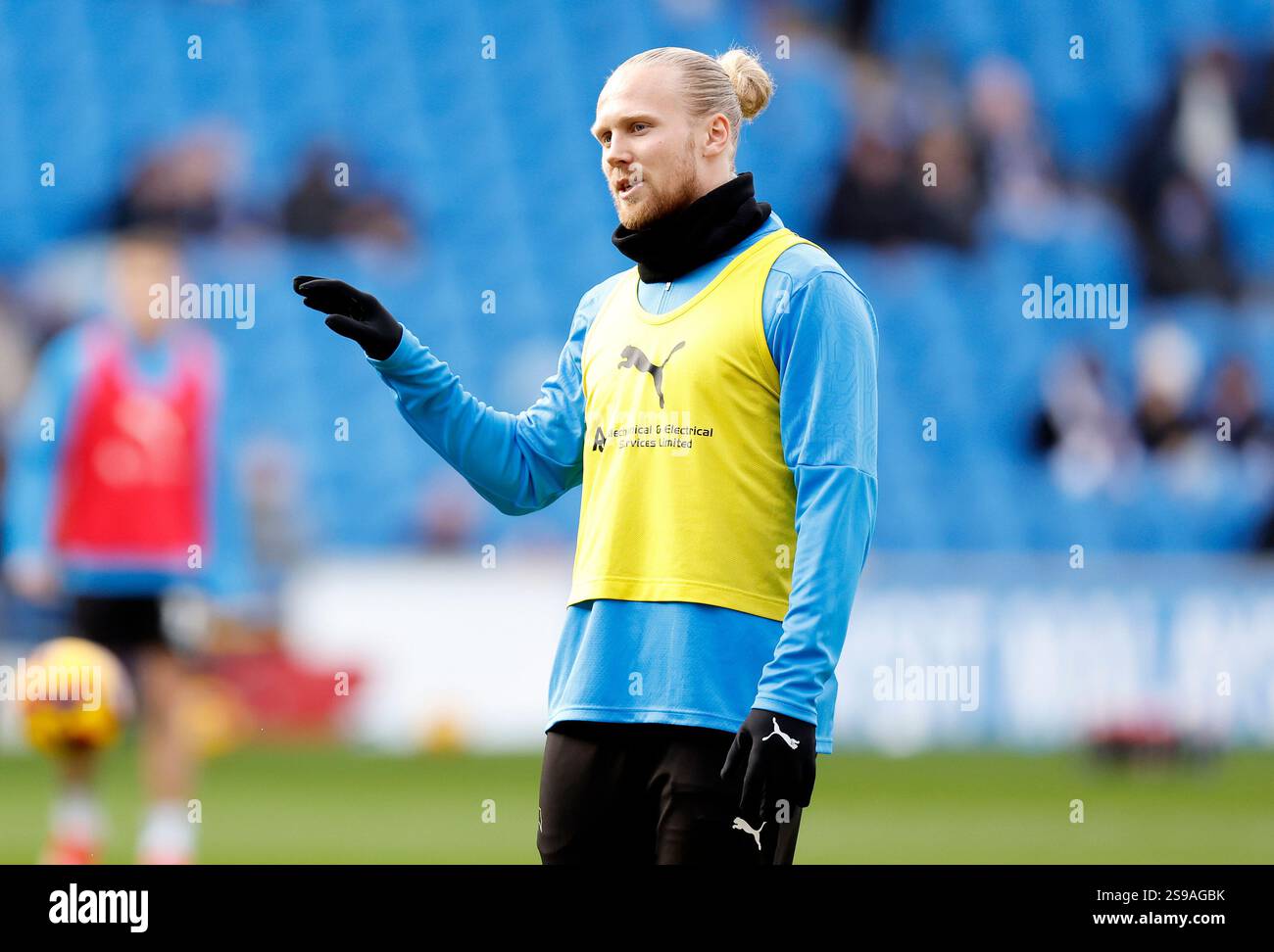 Derby County's Lars-Jorgen Salvesen warms up ahead of the during the ...