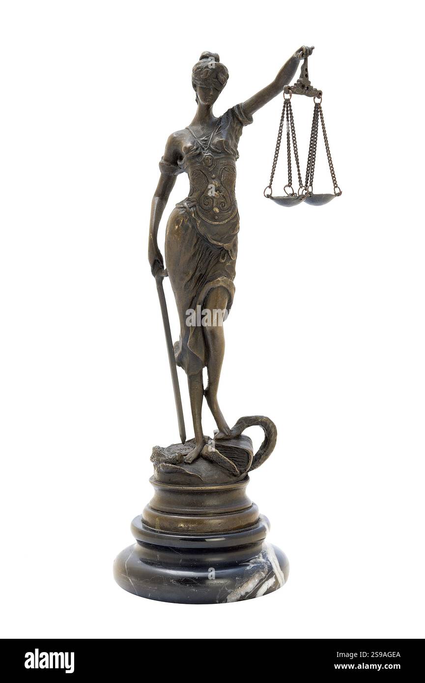 Ancient bronze statuette of the goddess Themis. Isolated image Stock ...