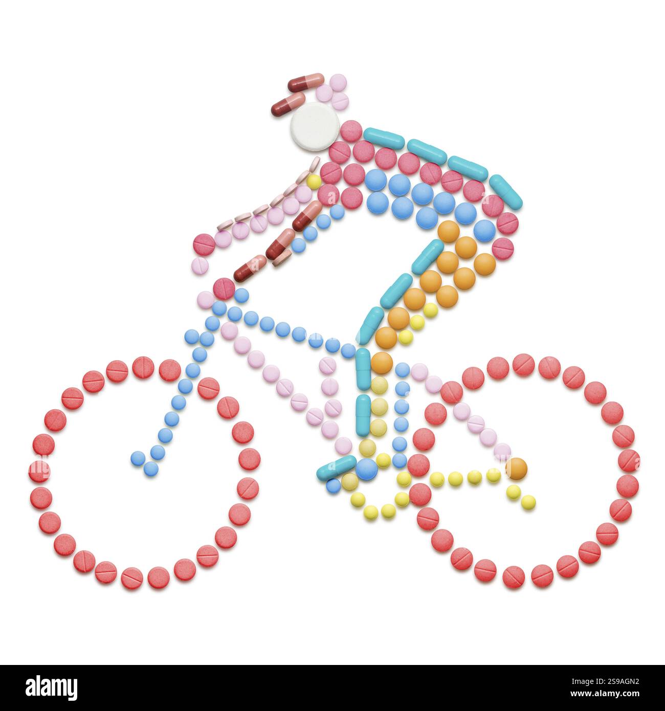 Doping agents and pills in the form of a racing cyclist on a bike Stock ...