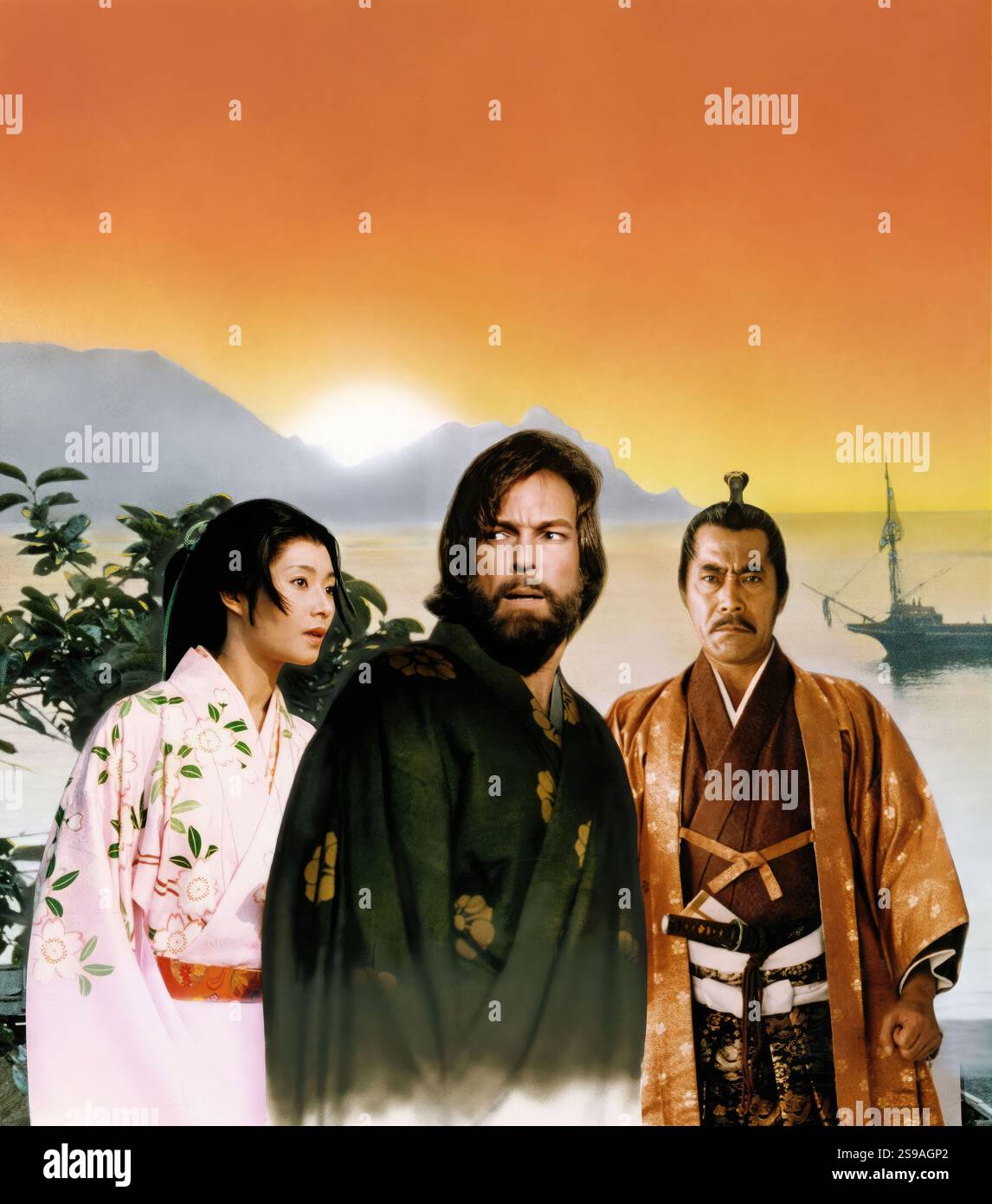 TOSHIRO MIFUNE, RICHARD CHAMBERLAIN and YOKO SHIMADA in SHOGUN (1980), directed by JERRY LONDON ...