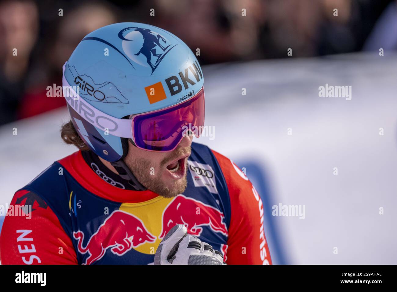 KITZBUEHEL, AUSTRIA - JANUARY 25: Alexis Monney of Switzerland during ...