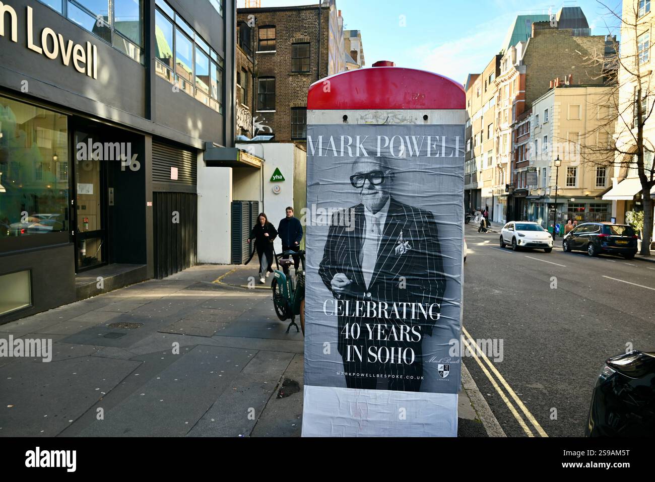 mark powell celebrating 40 years in soho poster on phone box in berwick ...