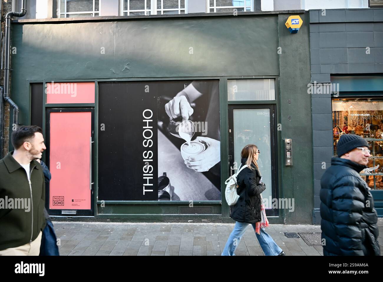 this is soho poster on empty shop in berwick street W1 central london ...