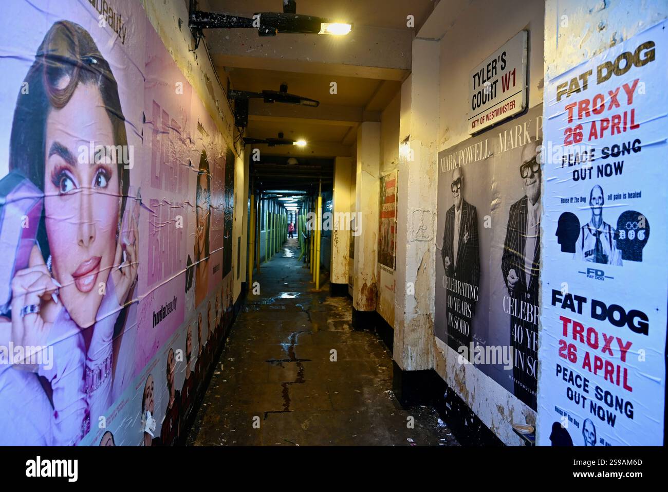 posters and debris in tylers court W1 soho central london soho england ...