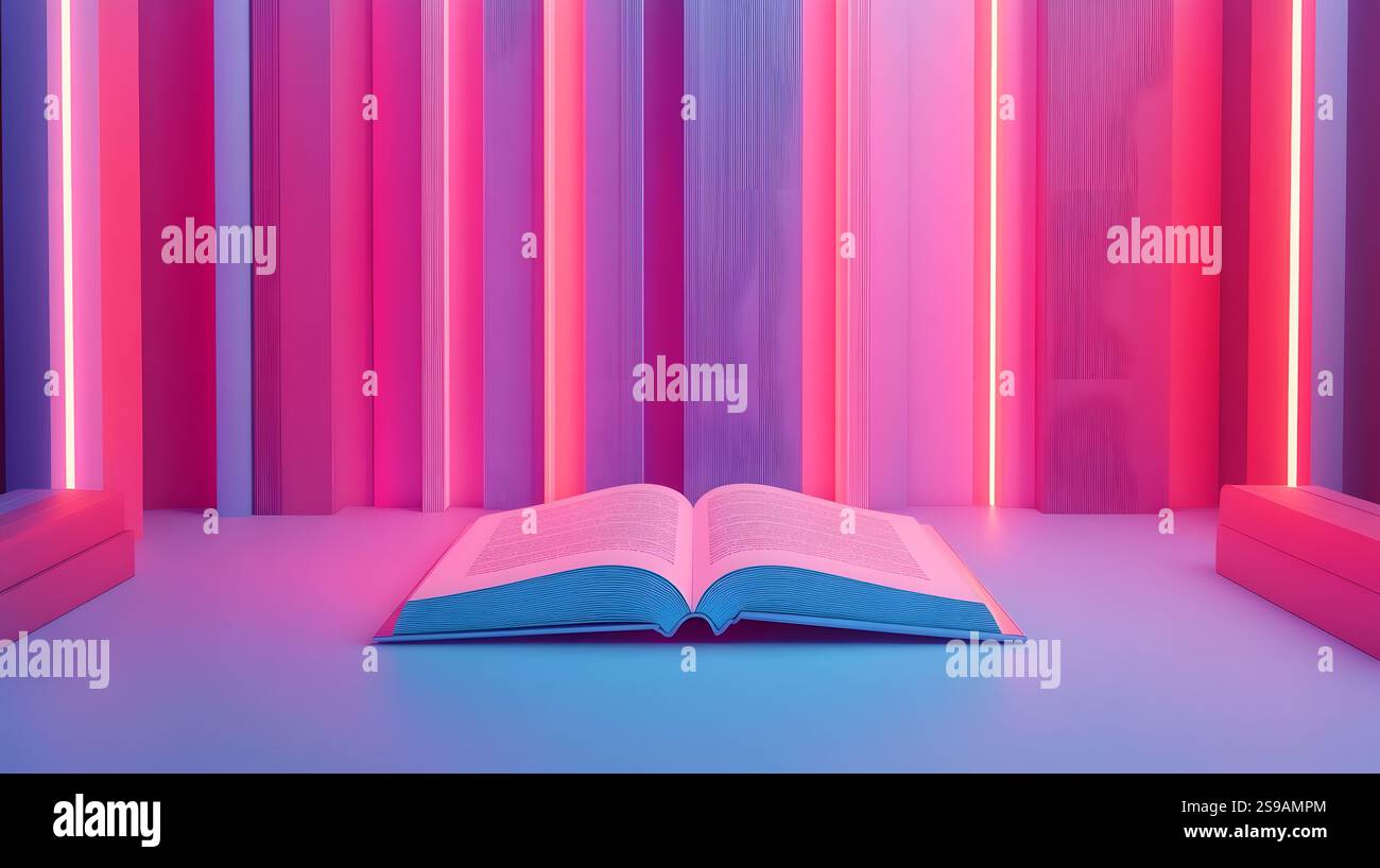 Glowing open book with radiant pages,representing the sharing of ...
