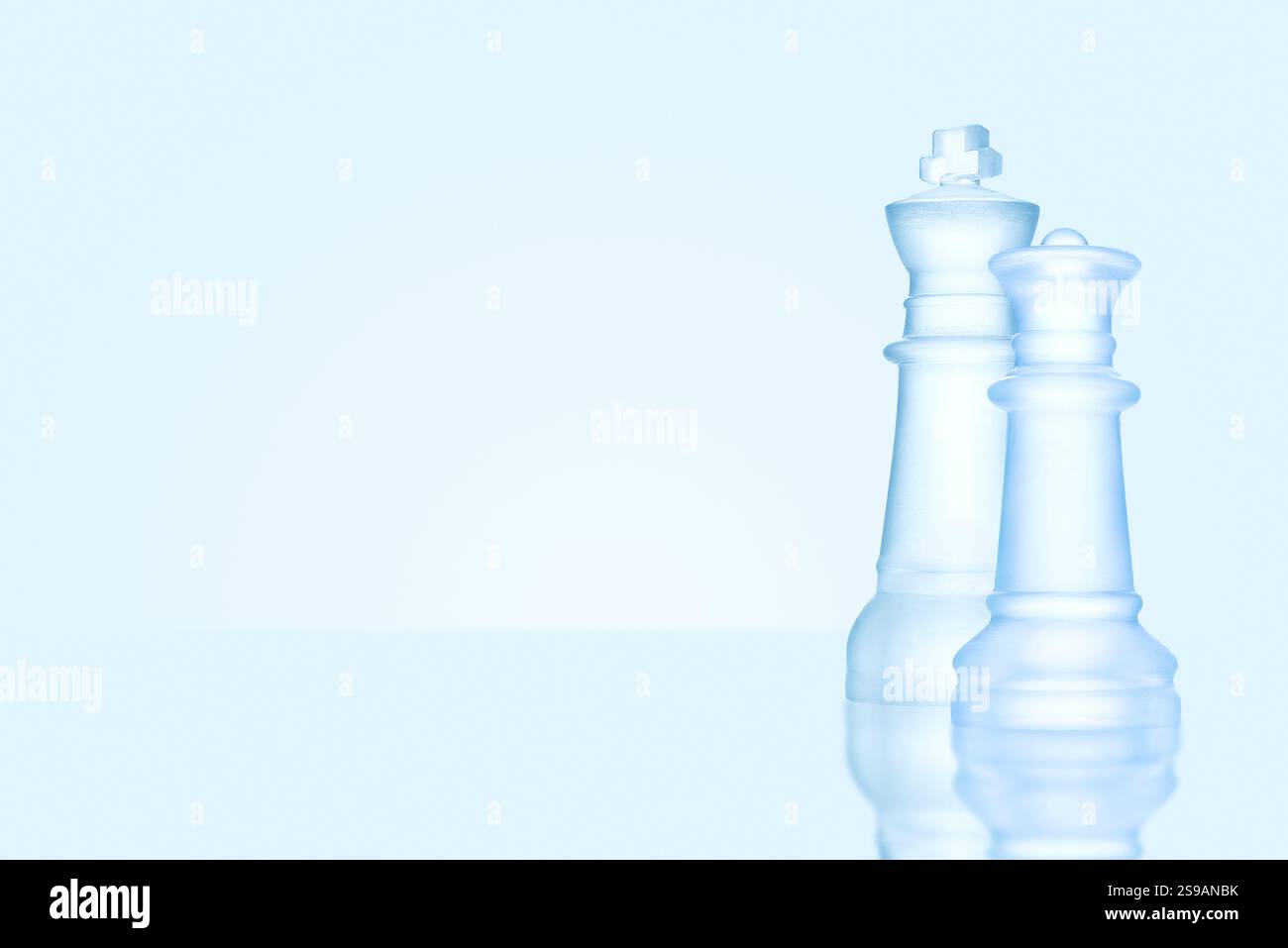 Chess game concept of icy frozen king and queen, the most powerful ...