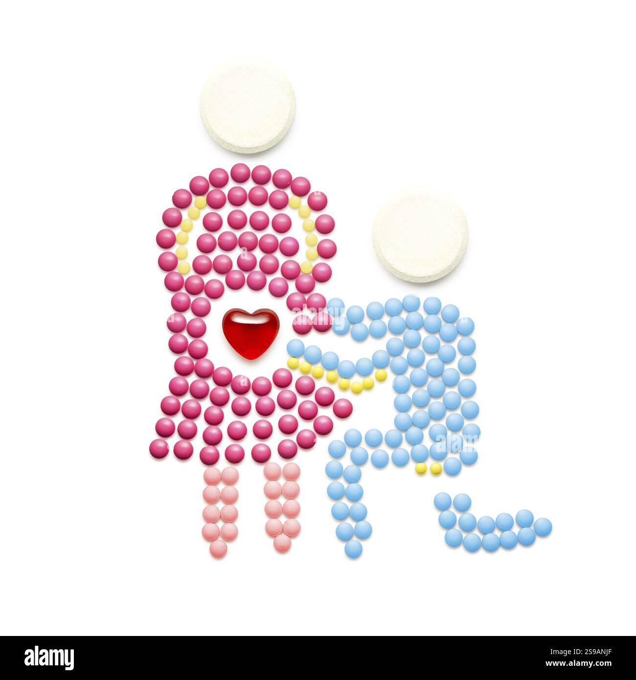 Creative health care concept of drugs and pills, made on white ...