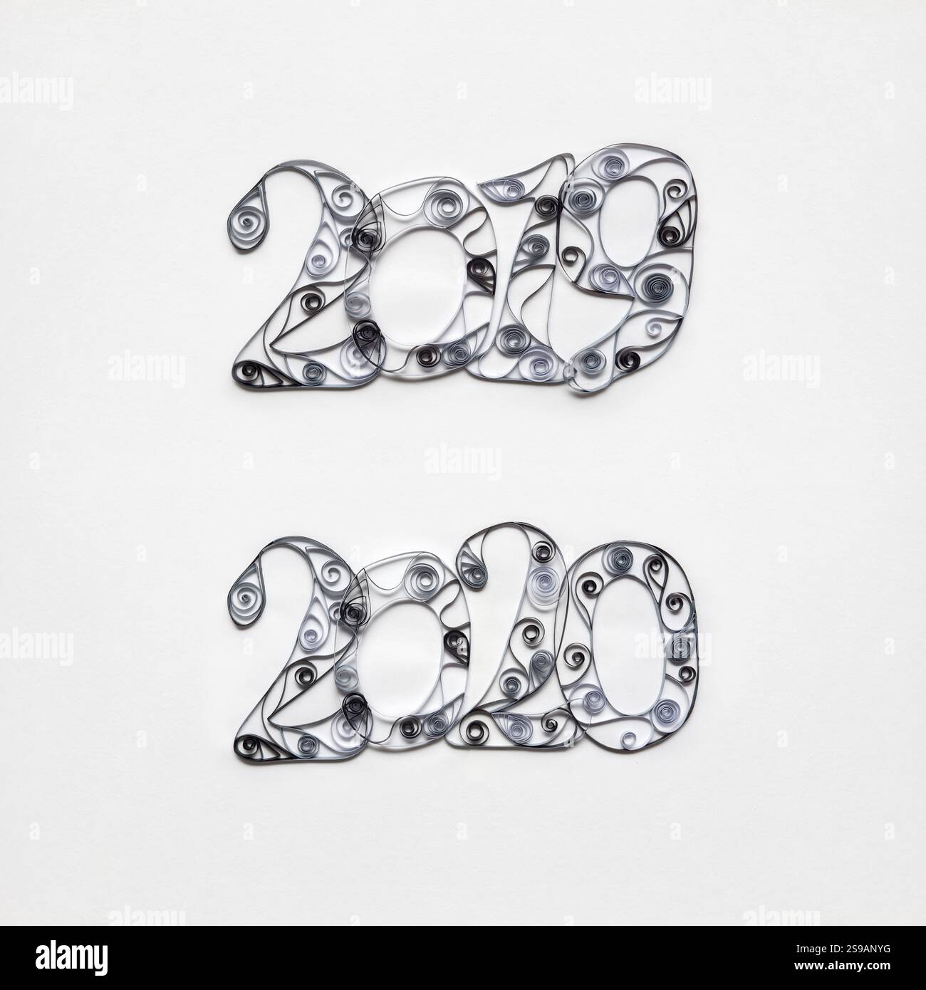 Creative concept photo set of 2019 and 2020 signs made of paper on a ...