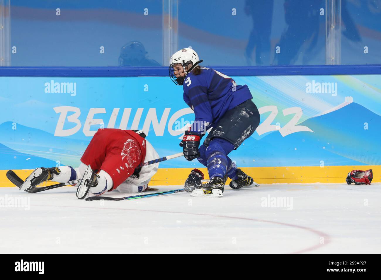 FEB 11, 2022 - Beijing, China: Megan Bozek #9 of USA bumps into Daniela ...