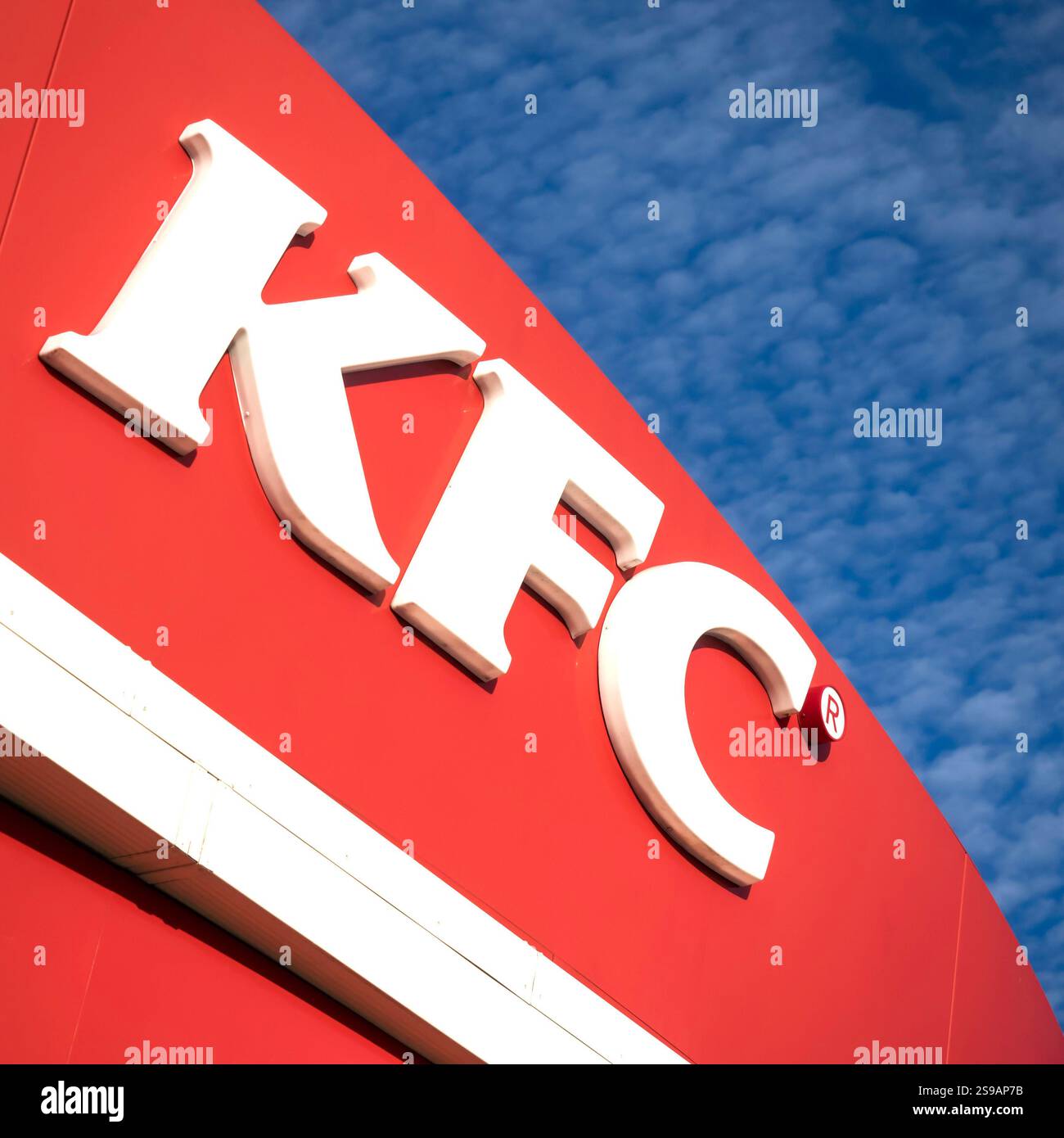 SOUTHEND-ON-SEA, ESSEX - OCTOBER 25, 2017: Logo sign outside KFC ...