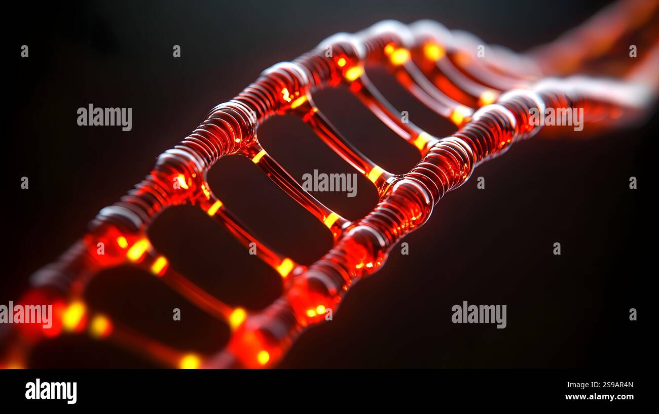 Glowing DNA Strand Representing Innovative Ideas and Creative Potential in a Futuristic 3D This ...