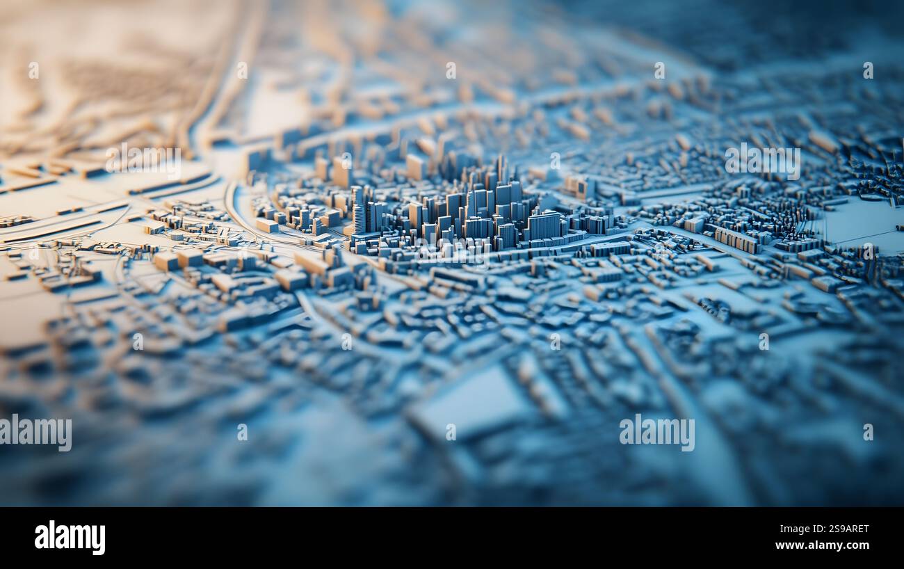 Digital blueprint of a thriving city,showcasing the intricate ...