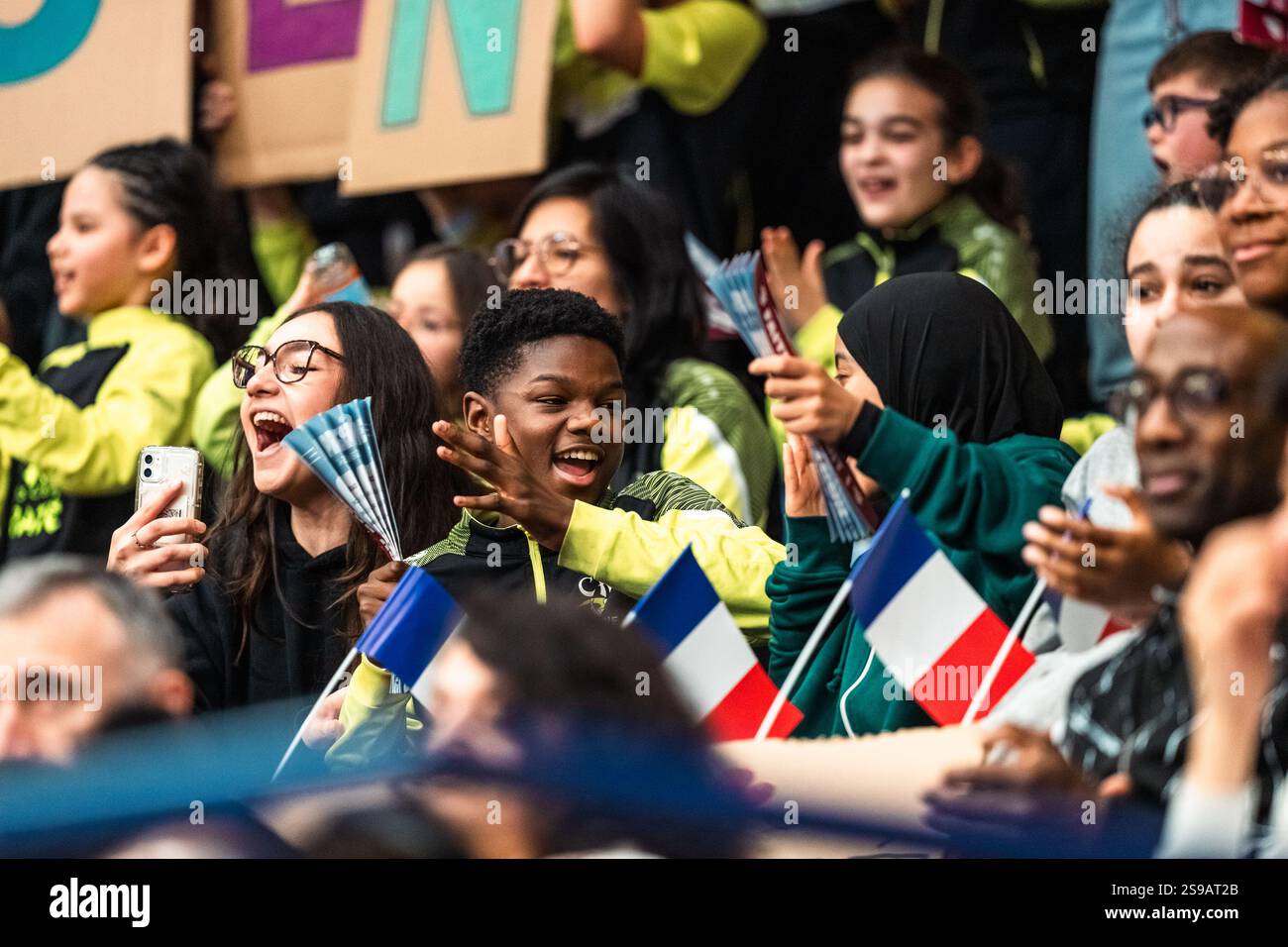Fans cheering for the athletes during the Paris Open Karate 2025, 2025 ...