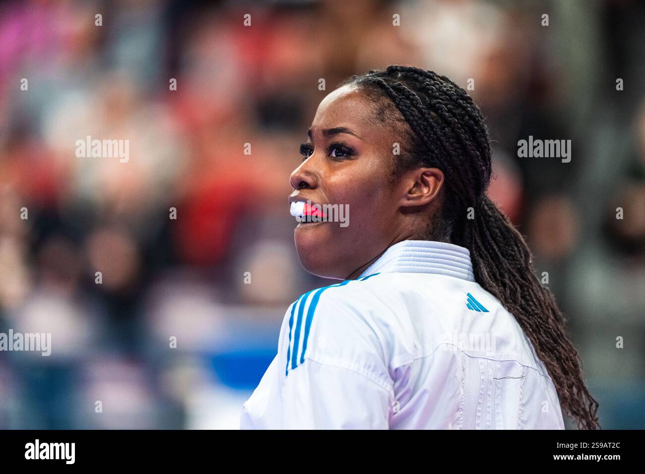 Thalya Sombe (FRA) Female Kumite -68 Kg during the Paris Open Karate ...