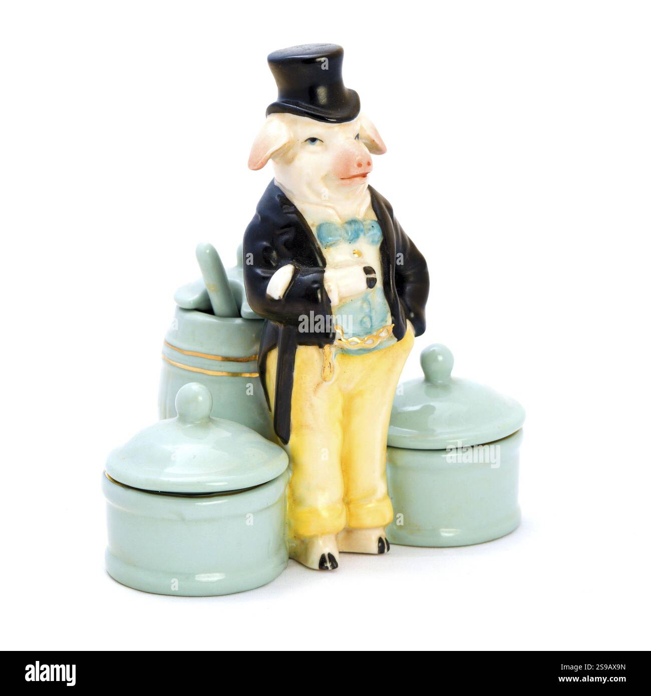 Antique porcelain boxes for cosmetics with figurines. Isolated picture ...