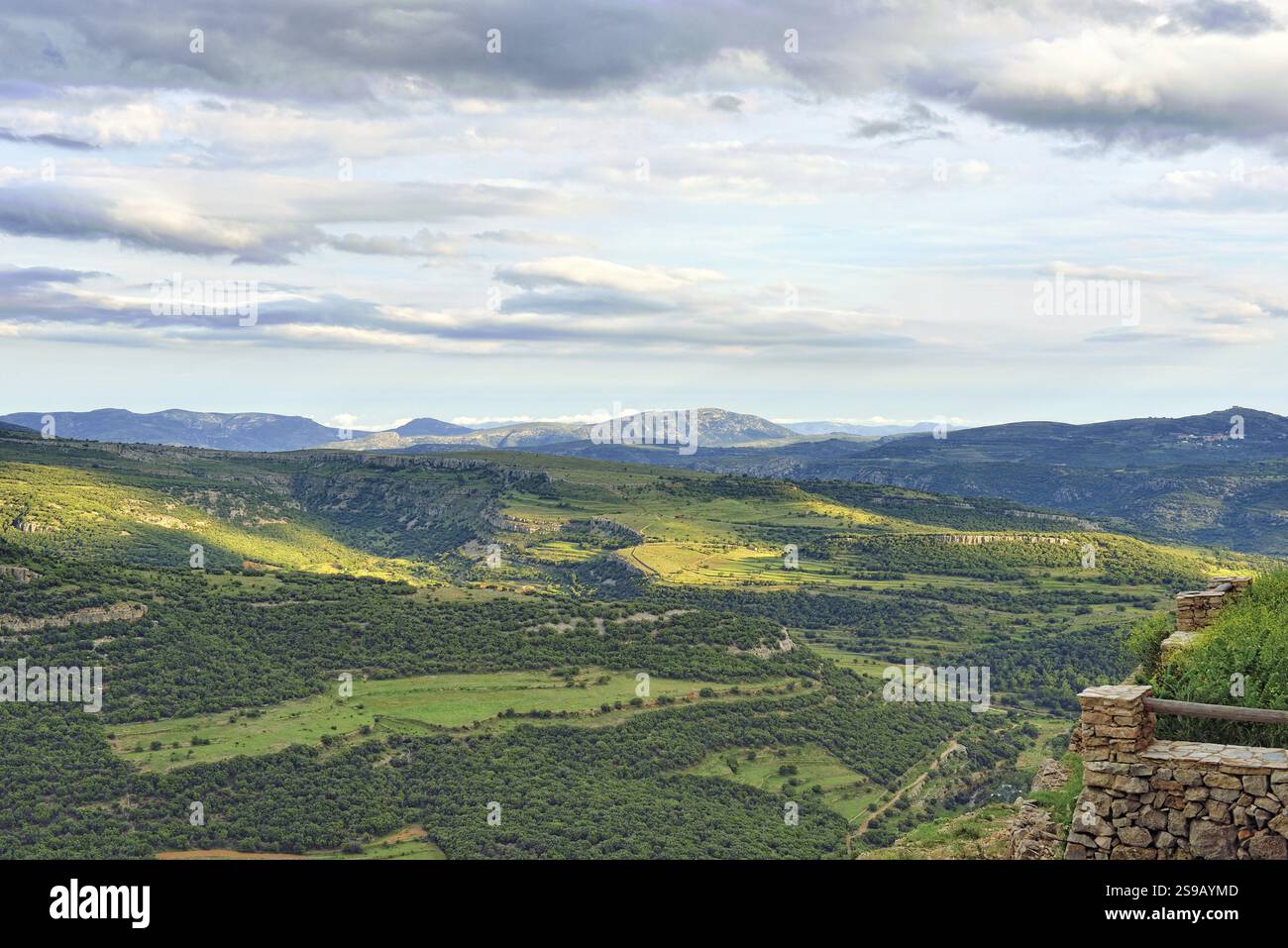 Mountain landscape. Small Spanish old town of Ares in Spain Stock Photo ...