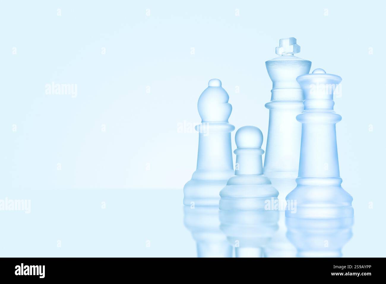 Strategy and leadership concept, frosted chess figures made of ice ...
