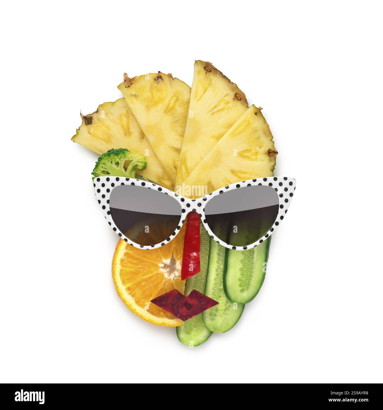 Creative concept photo of a female face in cubist style with sunglasses ...