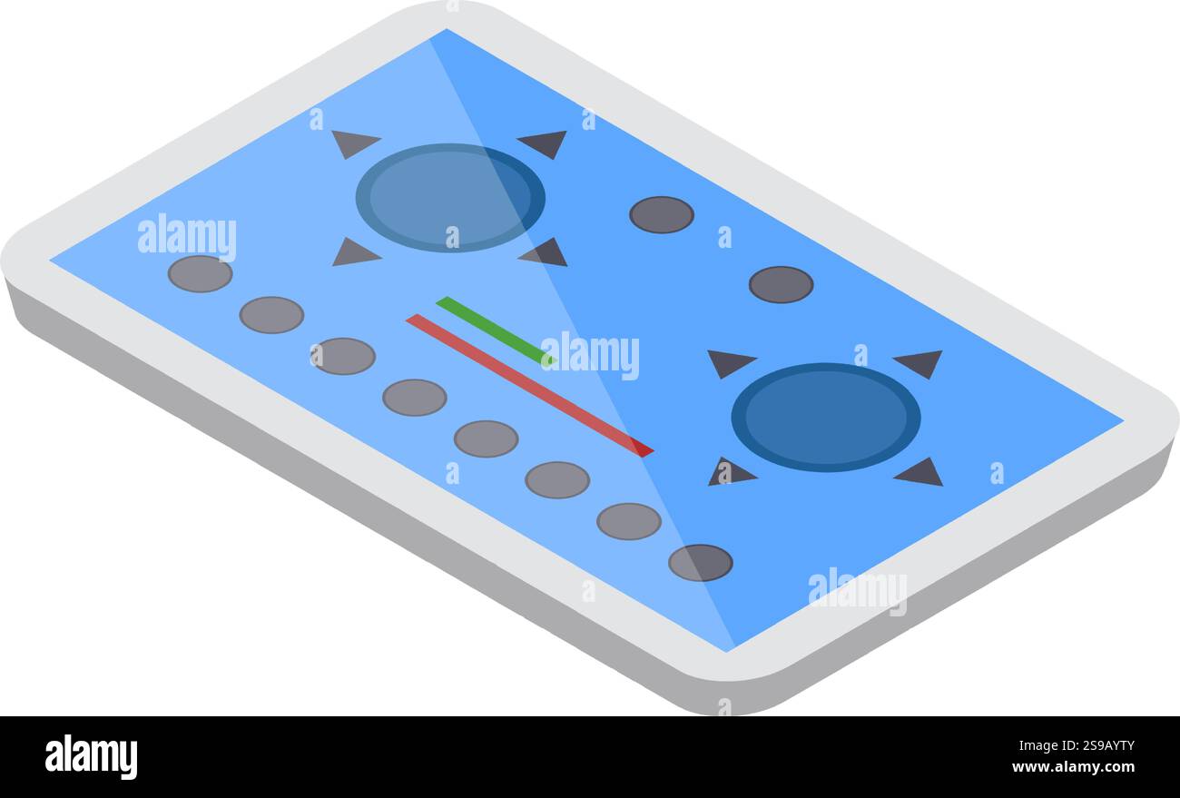 Isometric illustration of a modern gaming controller featuring a blue ...
