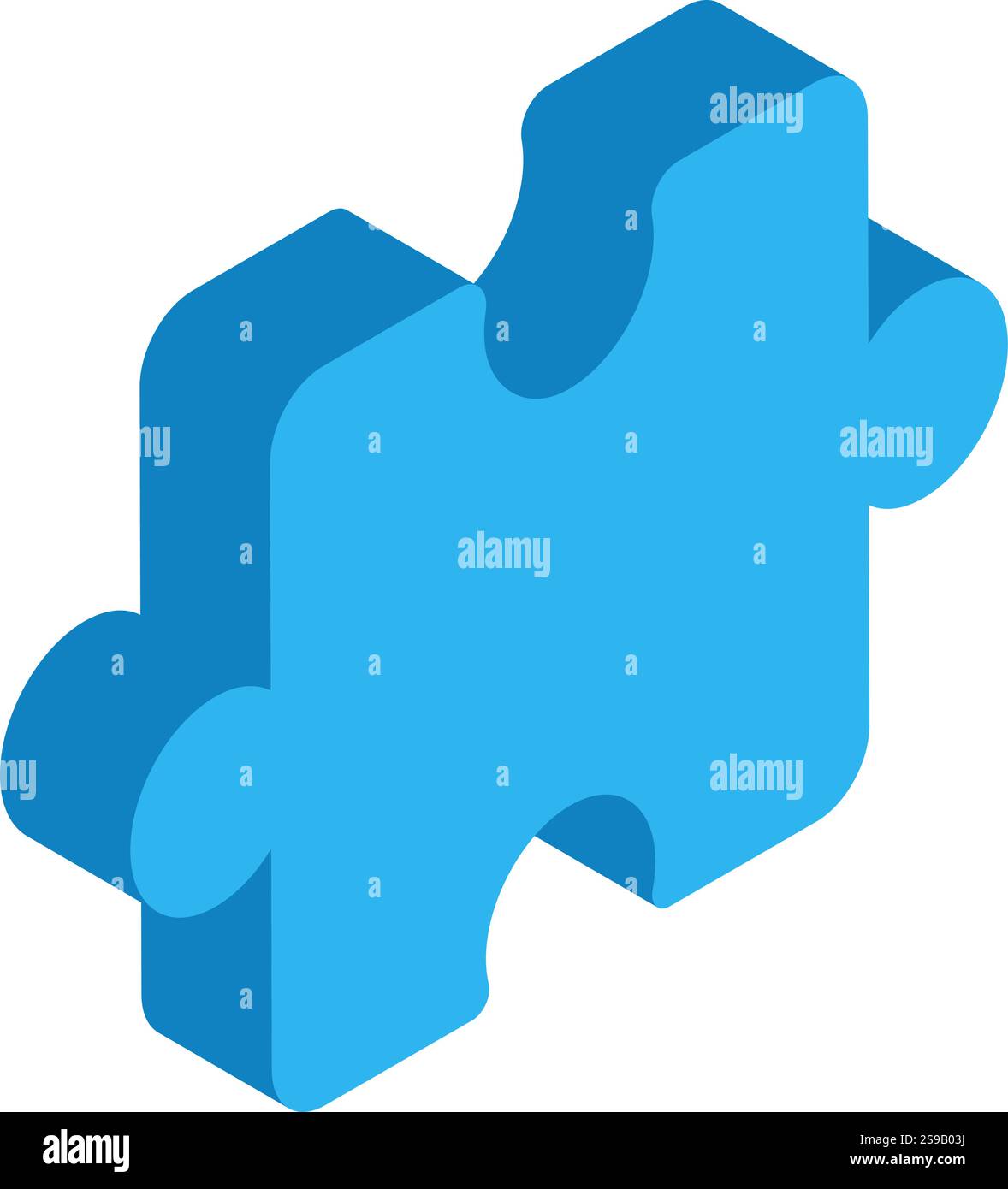 Blue puzzle piece illustration representing concepts of connection, unity, and problem solving ...