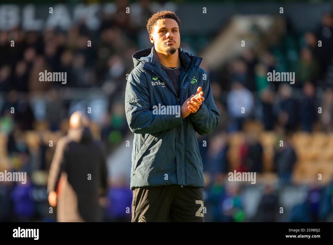 Myles Peart-Harris of Swansea City applauds the supporters after the ...