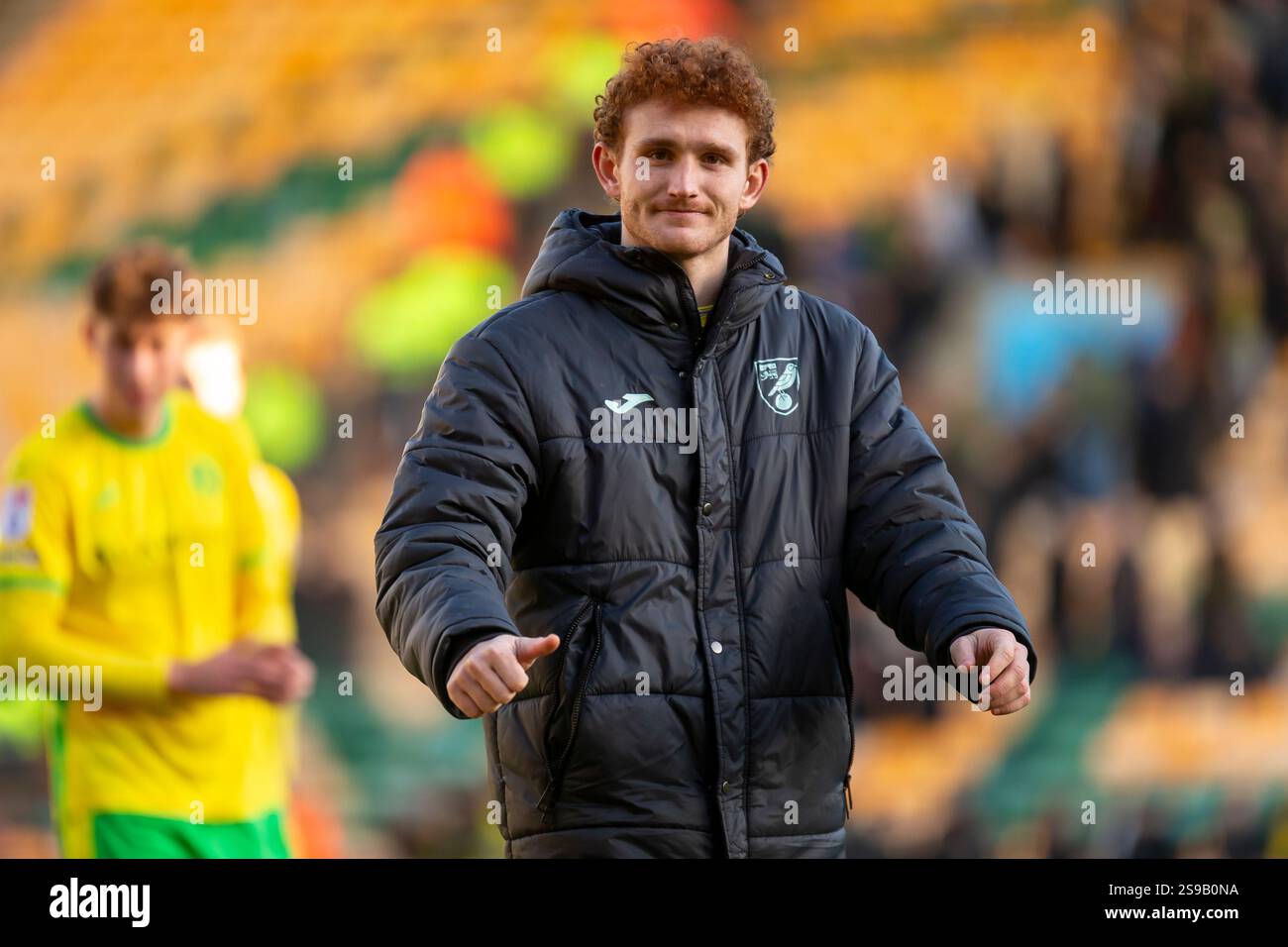 Josh Sargent of Norwich City interacts with the supporters after the ...