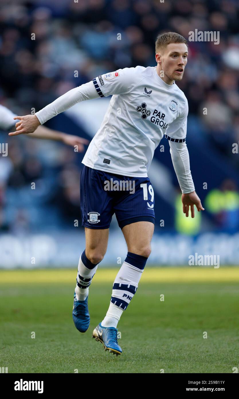 Preston North End's Lewis Gibson during the Sky Bet Championship match ...