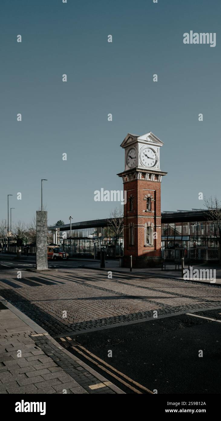 The clock tower at Altrincham interchange Stock Photo - Alamy