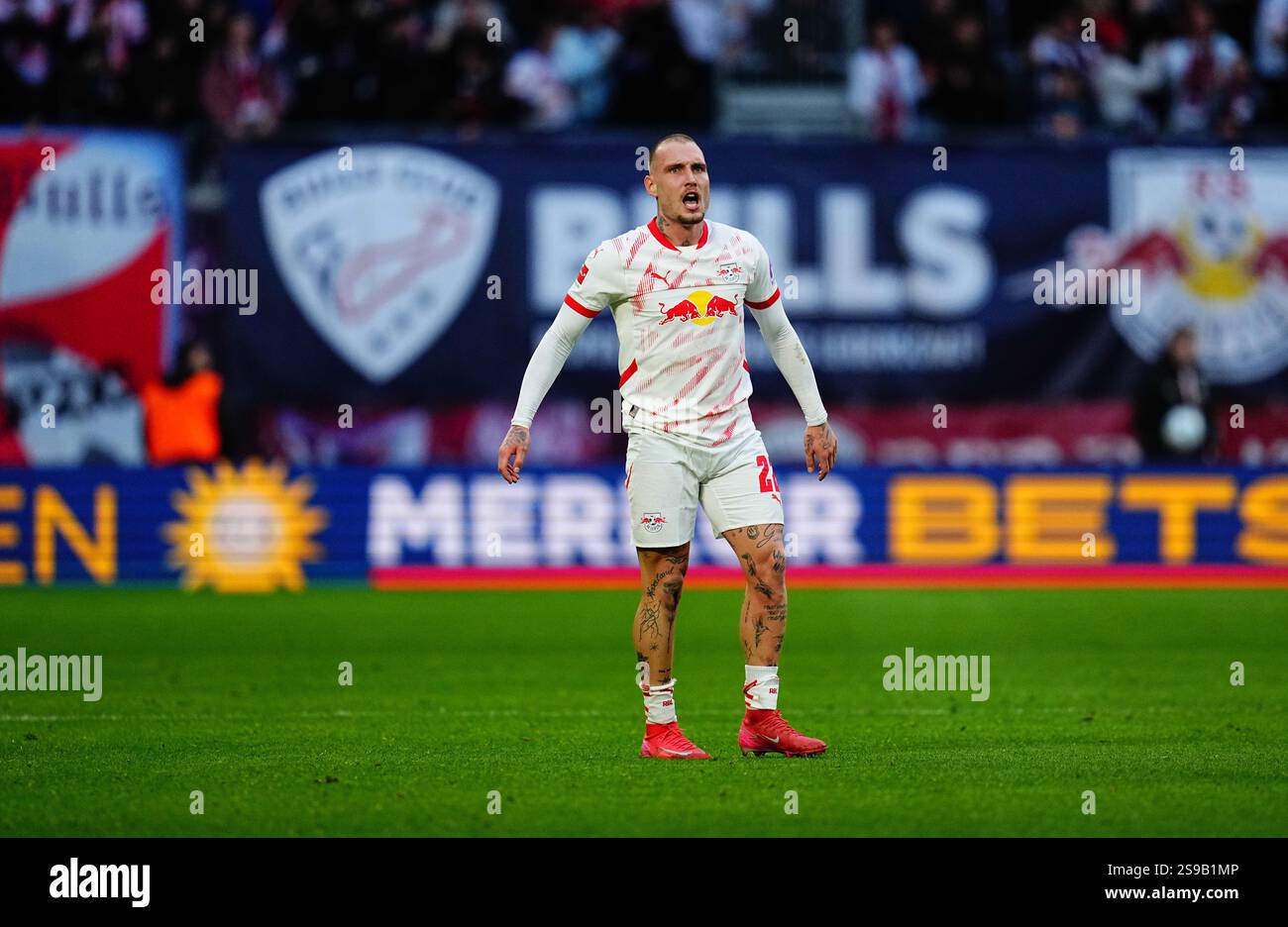 January 25 2025: David Raum (RB Leipzig) scores and celebrates his ...