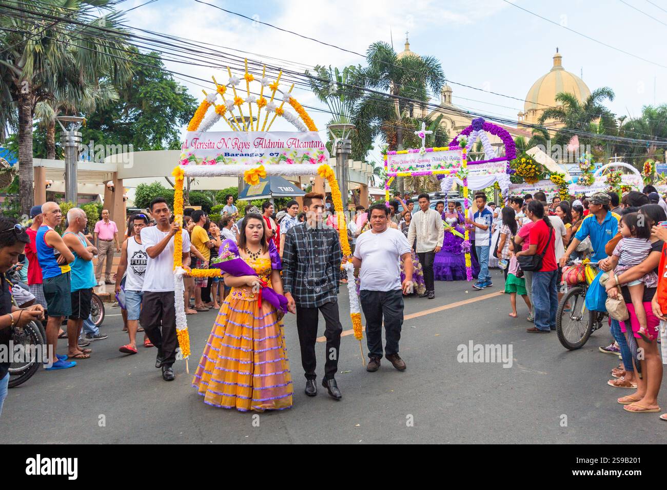 Santacruzan procession with escorted local beauties in Batangas ...