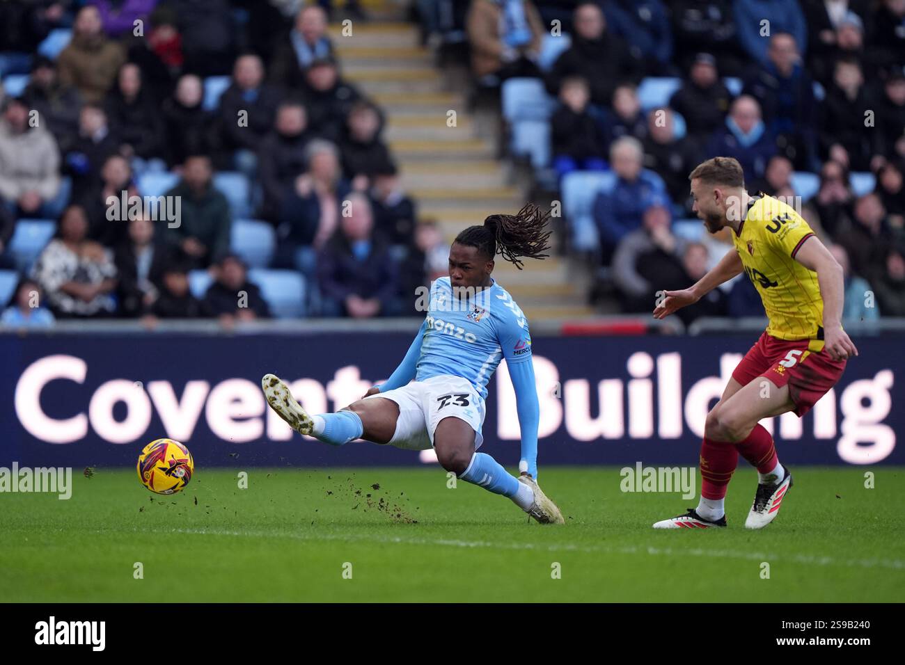 Coventry City's Brandon Thomas-Asante (left) and Watford's Ryan ...