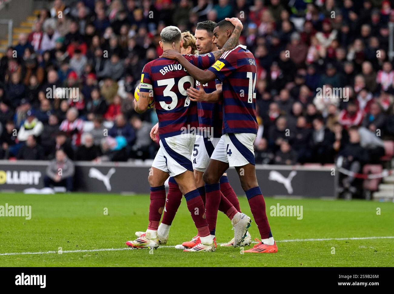 Newcastle United's Alexander Isak (right) celebrates scoring their side ...